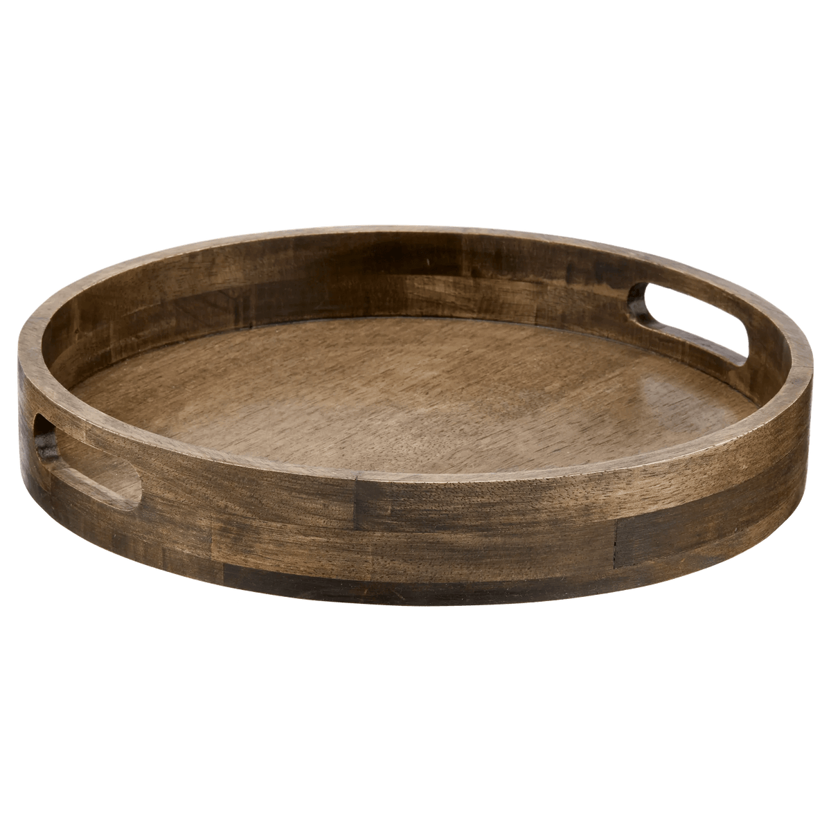 Plateau rond en bois foncé – Bouclair