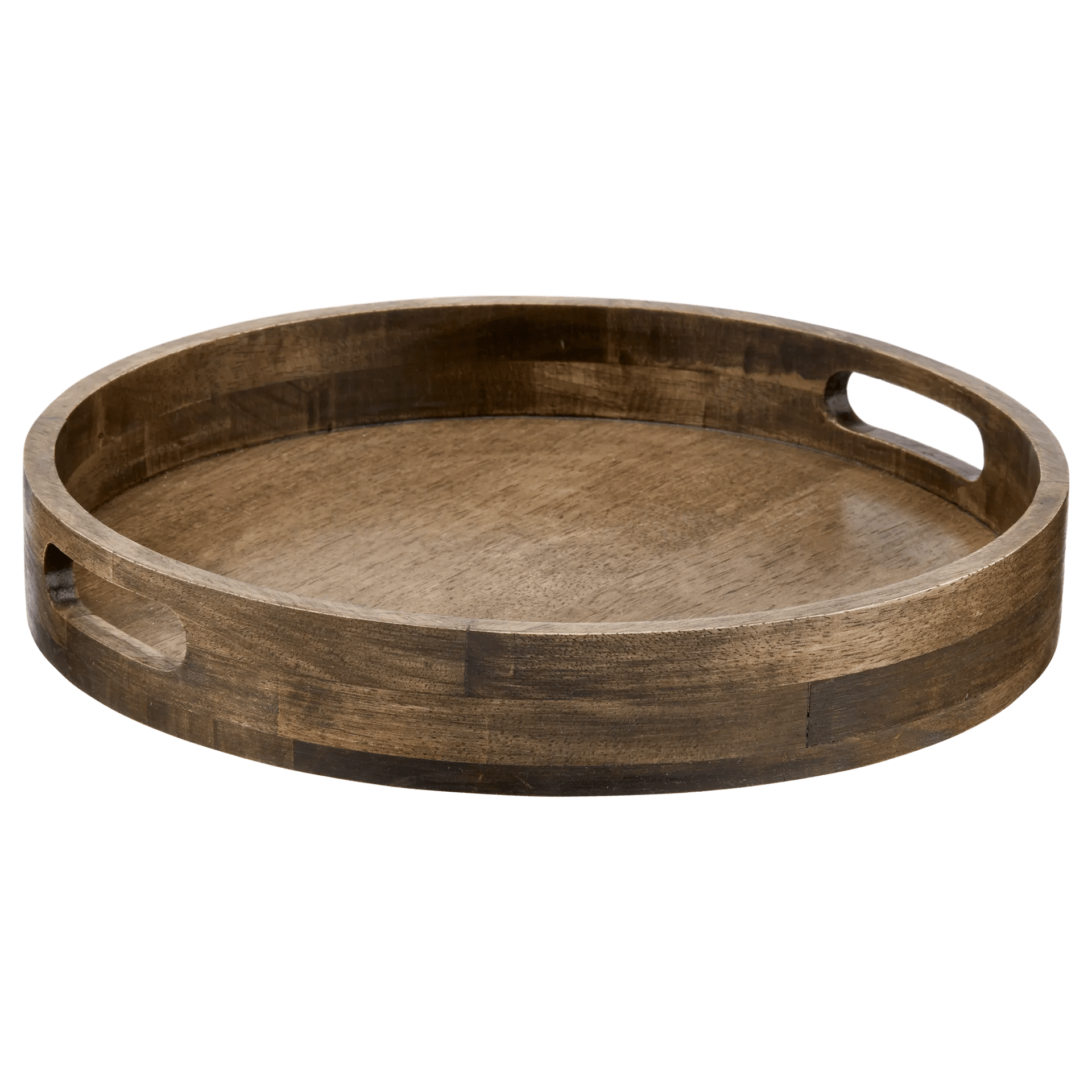 Plateau rond en bois foncé – Bouclair
