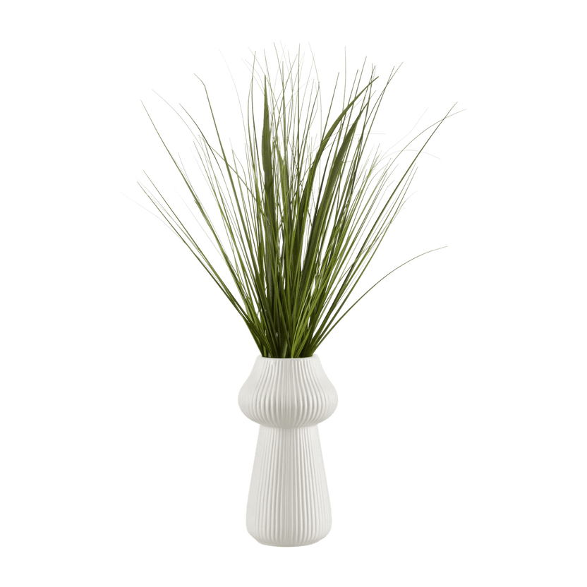 Gazon artificiel dans un vase en céramique nervuré – Bouclair